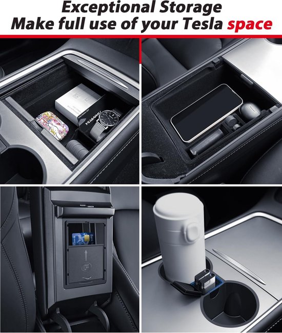 Tesla Middenconsole Organizer - Tesla Accessoires Voor Model 3 en Y ...