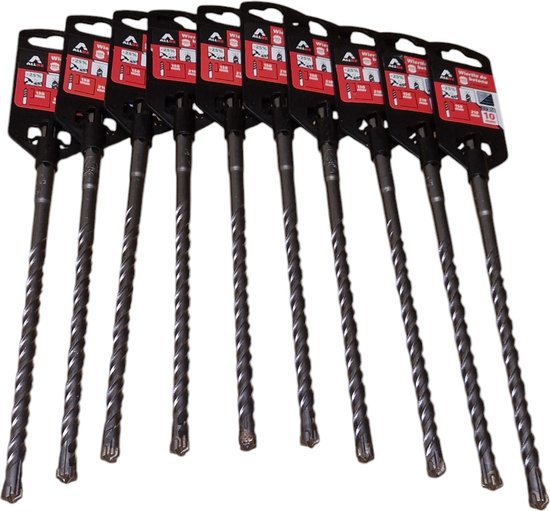 SDS+ 10 x 210 MM / 10-delige SDS+ betonboor set / cross 4 snijder ...