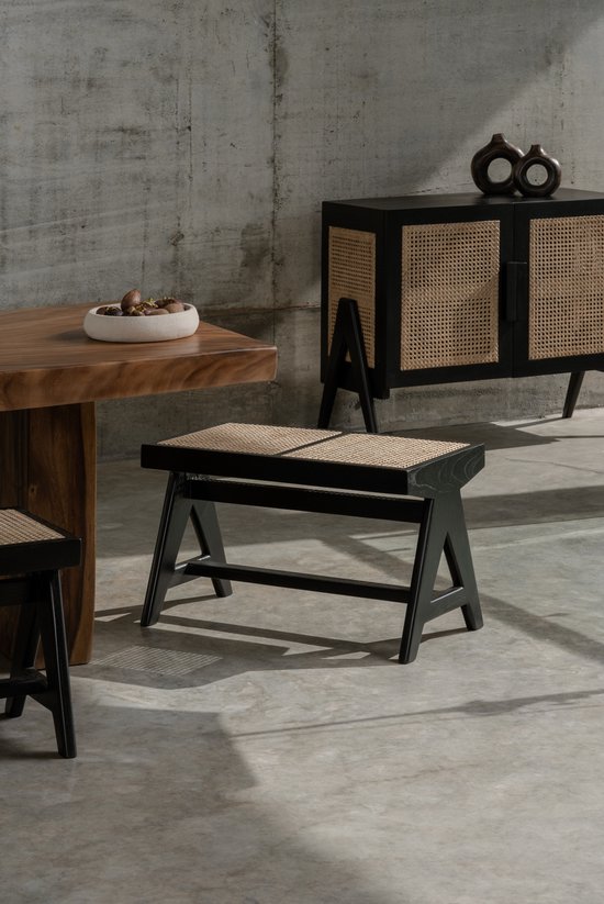 Zwart bankje rotan - Chandigarh stijl - rechthoekig - luxe rotan design ...