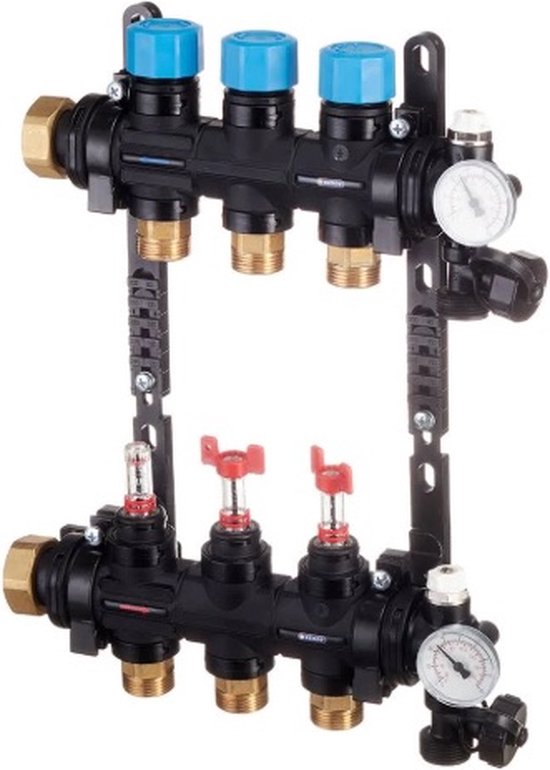 Henco 3-groeps verdeler 0-3L composiet met debietmeting UFH-0605MDK03 ...