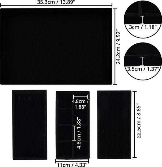 Sieraden Organizer Set met Afneembare Lade-inzetstukken voor Optimale ...