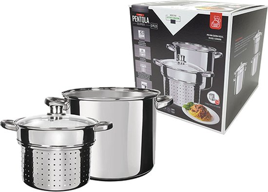 Professionele 3-delige RVS Pasta Koker - Ideaal voor Perfect Gekookte ...