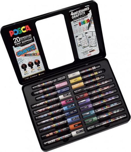 Uni Posca - Complete stiften Set - Metalen koffer Street Art Kit - 20 ...