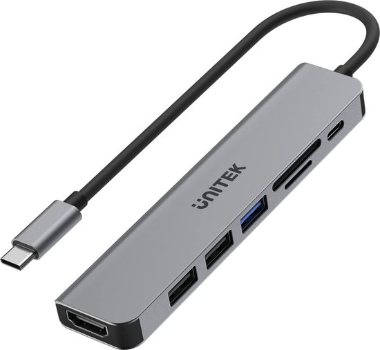 Unitek Hub USB-C aluminium 7w1 | bol