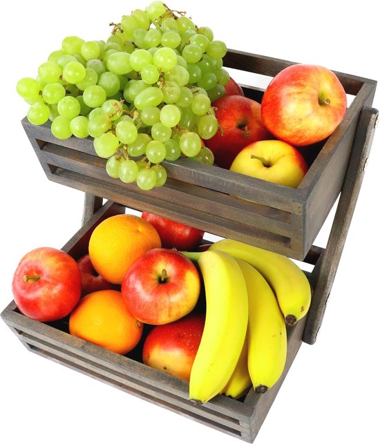 Houten Fruitmand met 2 Etages - Perfect voor Groenten en Fruit ...