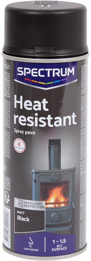 Spuitverf Zwart | Spuitlak | Spuitbus Mat Zwart| Hittebestendig | 400ml | bol