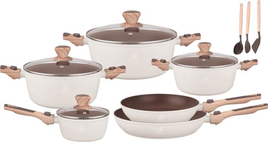 Royal swiss® Pannenset - 14-Delige Pannenset Met Marmeren Coating - Met ...