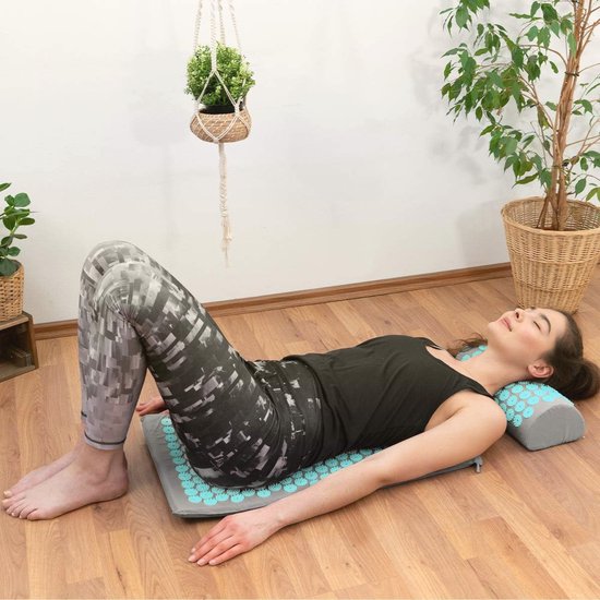 Acupressuurmat met kussen - Spijkermat voor ontspanning, rug, nek en ...
