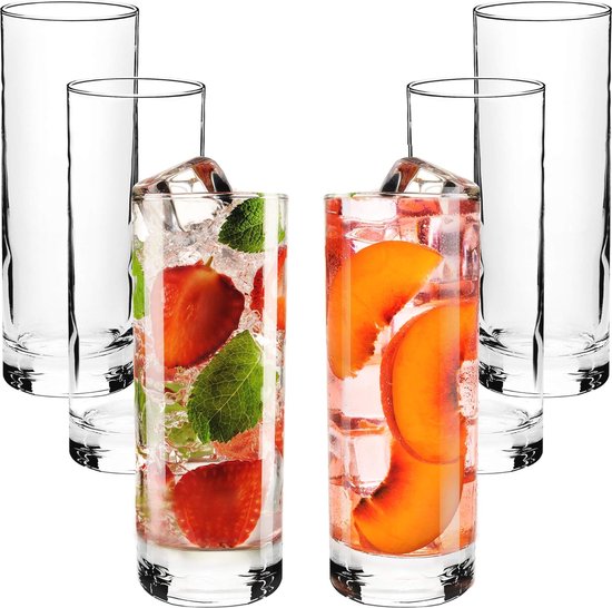 Set van 6 Hoge Kwaliteit Highball Glazen - Loodvrij en Vaatwasmachinebestendig -... | bol