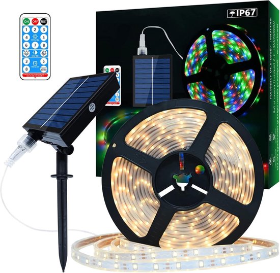 Solar LED Strip Lichten Buiten - 10M 560 LEDs IP67 Waterdicht – Warm ...