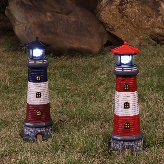 Solar Lighthouse Waterproof with Rotating Beacon for Courtyard Patio ...