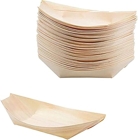 Wooden Bowl Boats Pine Wood Bamboo Boats Finger Food Bowls Finger Food Currywurst... | bol