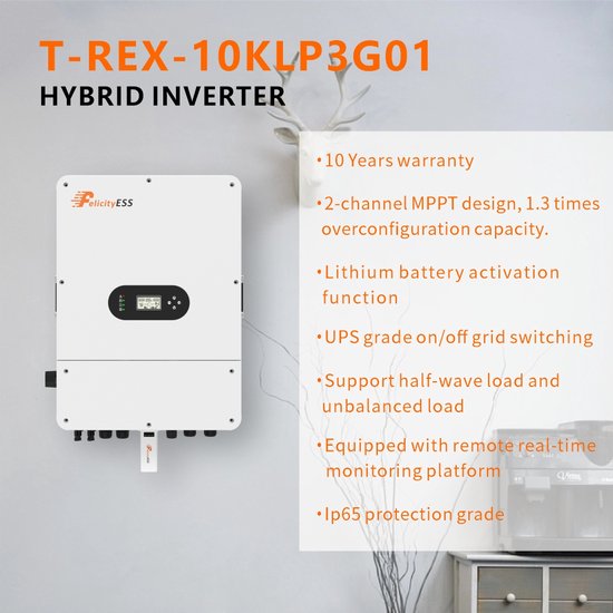 T-REX-10KL3P-G01 Hybride omvormer 48V / Drie fasen 10kW Inclusief ...