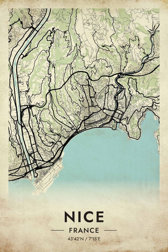 Nice Poster | Frankrijk Poster | Vintage Poster | Retro Poster | Map ...