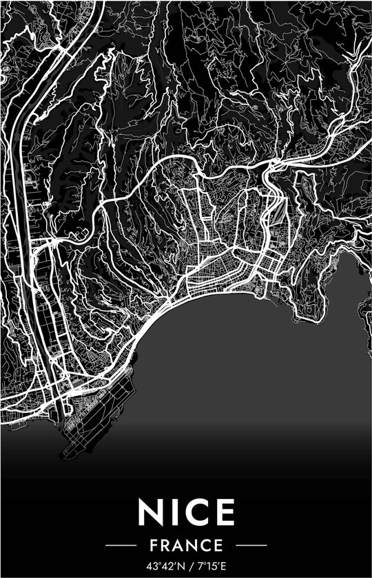 Nice Poster | Frankrijk Poster | Zwart Poster | Stad Poster | Kaart ...