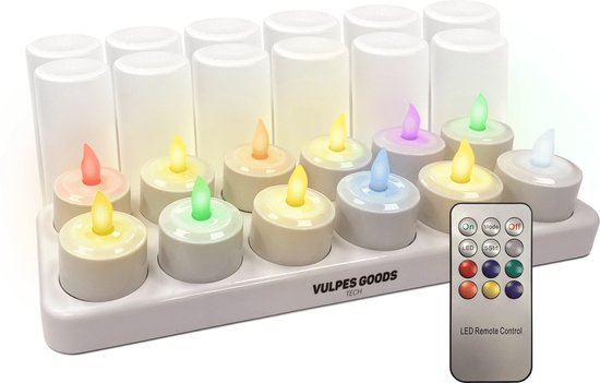 Vulpes Goods® LED Kaarsen Oplaadbaar - 12 Waxinelichtjes met ...