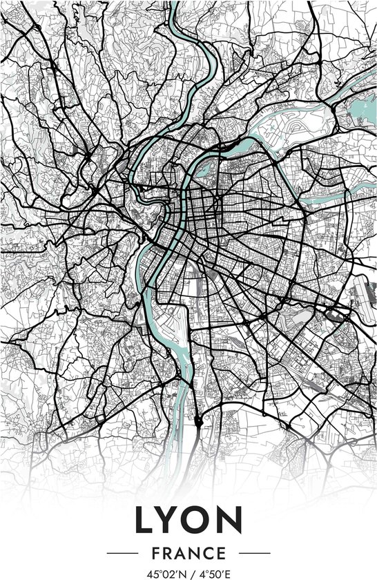 Lyon Poster | Frankrijk Poster | Blauw Poster | Stad Poster | Kaart ...