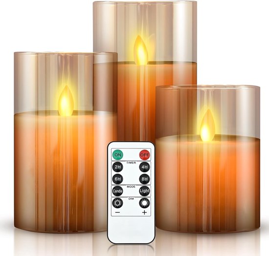 Flameloze LED Kaarsen Set met Afstandsbediening - Dimbare LED Kaarsen ...