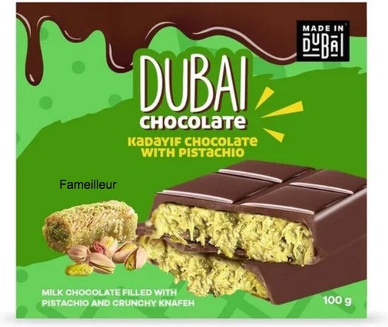 Dubai chocolade-200 gram extra groot- Fameilleur Dubai Chocolade Reep ...