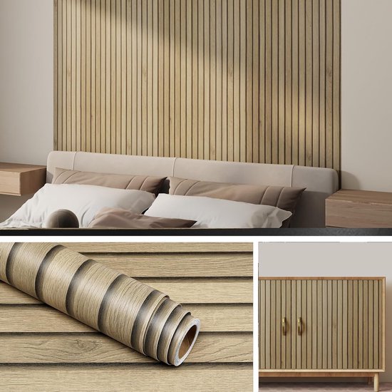Zelfklevend Behang Hout 3D Wandpaneel - Bruin - Waterdicht voor meubels ...