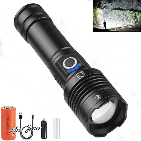 Mrs. Jones Oplaadbare led-zaklamp 50.000 lumen extreem heldere ...