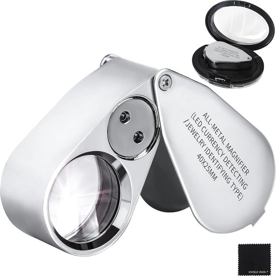 40X Pocket Vergrootglas met LED Verlichting - Draagbaar Handheld ...