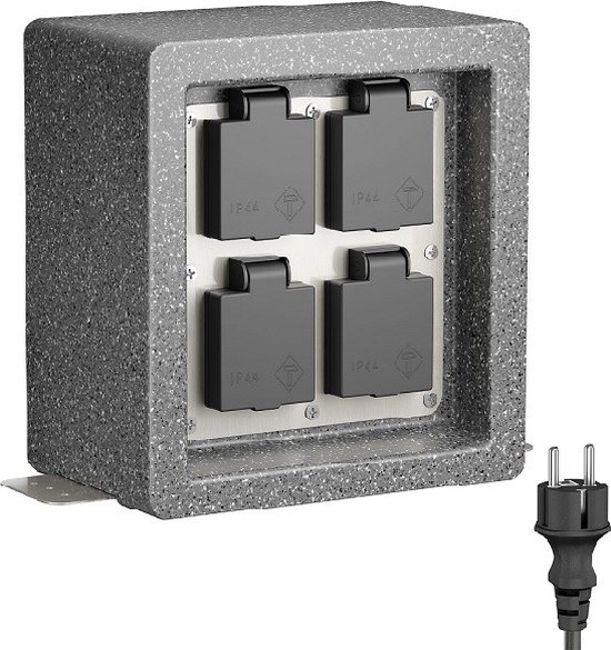 Buitenstopcontact - 4 Stopcontacten - Antraciet | bol