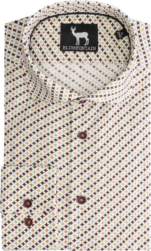 Gents - Overhemd Blumfontain Retroprint Groen-Brique (Extra Lange ...