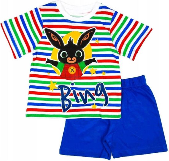 Bing Bunny shortama - blauw gestreept - Bing pyjama - maat 110 | bol