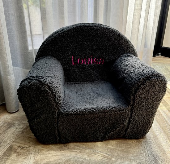 Teddy kinderstoel met naam | Teddy fauteuil kind met naam | Antraciet ...