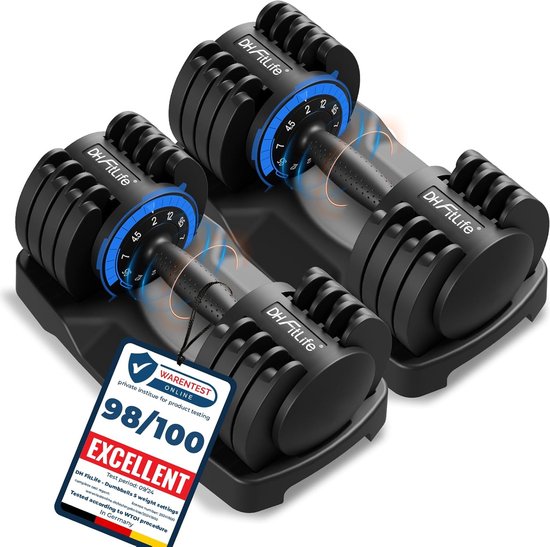 DH FitLife 2 tot 12 kg met 5 Gewichtsniveaus Verstelbare Dumbbells Set ...