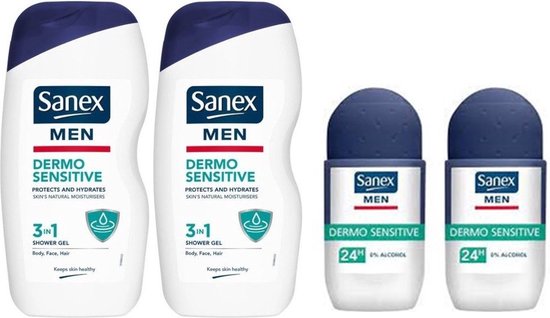 Sanex Men SET - Douchegel + Deo Roller Men Sensitive 2 + 2 | bol