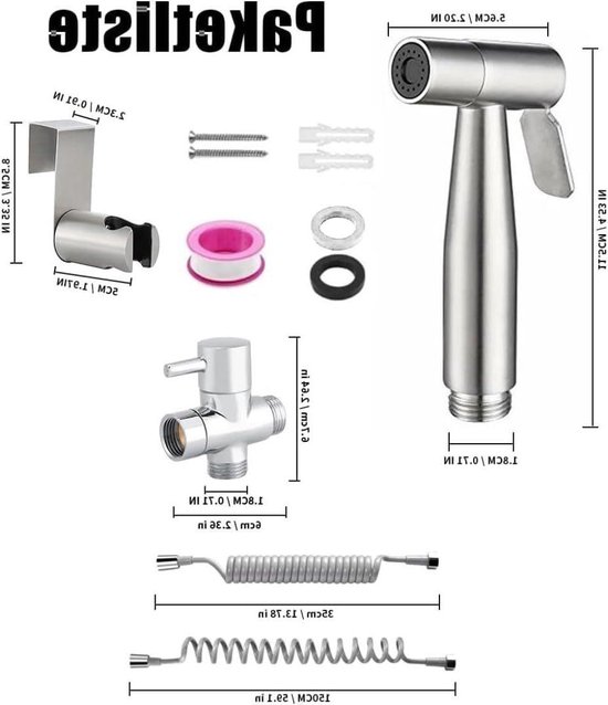 Handheld Bidet Sprayer Set with Double Exhaust Valve - Stainless Steel ...