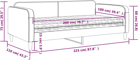 vidaXL Zwarte Slaapbank met Matras 100x200 cm Slaapbank - 2-in-1 Bank ...