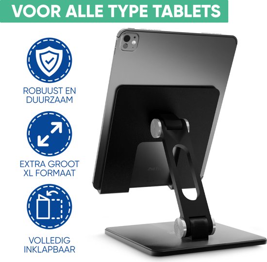 Serve Tablet Houder XL Opvouwbaar - Extra Stevig & Stabiel - Zwarte ...