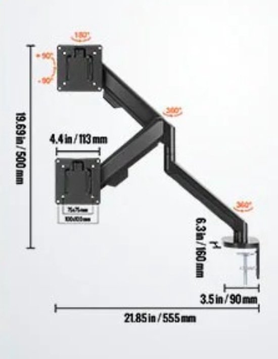 Mason® - Monitor Arm - Monitor Arm 2 Schermen - Monitor Arm Gasveer ...