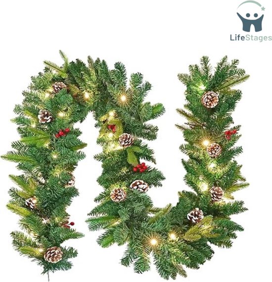 LifeStages - Kerstslinger Met Verlichting - Dennenslinger - Kunstmatige ...