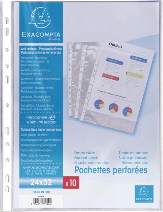 Exacompta Insteekhoezen - Antistatisch - 24 cm x 32 cm - Polypropylene ...