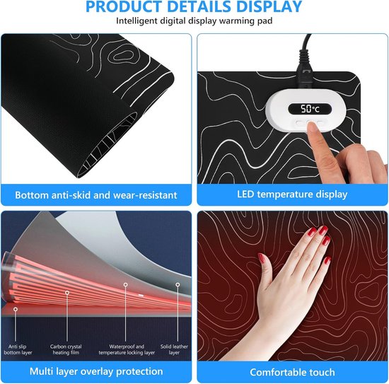 oCreon Verwarmde Bureau Mat - Slimme Muismat met Verwarming ...