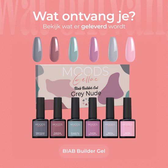 Moods Gellac BIAB - Builder in a Bottle – BIAB Nagel Builder Gel - Grey ...