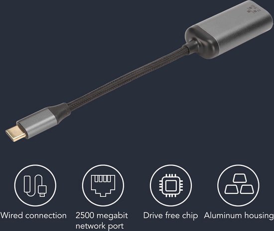 USB C Naar Ethernet-adapter 2500 Mbps RJ45 2.5G High Speed Gigabit ...