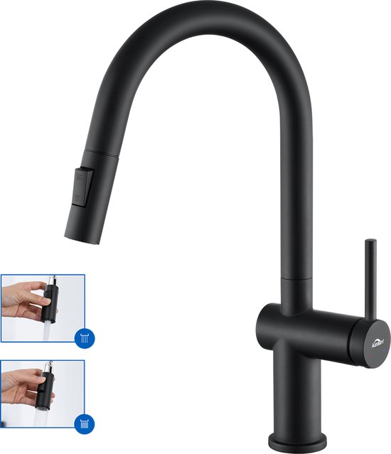 Auralum max Keukenkraan - Keukenkraan Met Uittrekbare Uitloop - Keukenmengkraan -... | bol