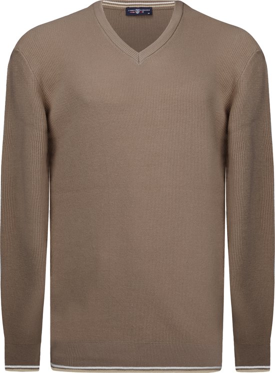 Jimmy Sanders V-Neck Sweater - V Trui - 100% Katoen Heren Bruin - Xl | bol