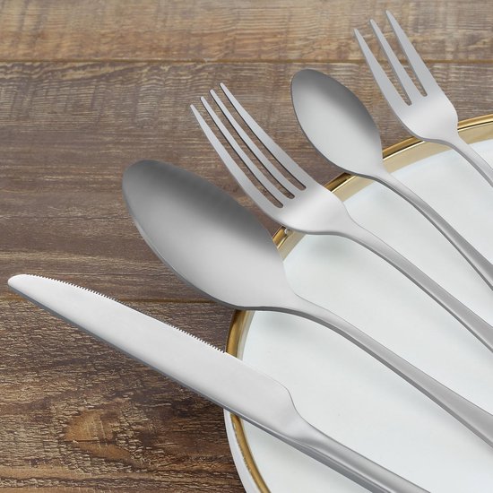 Mat zilveren bestekset - bestekset voor 6 personen - 30-delige set ...