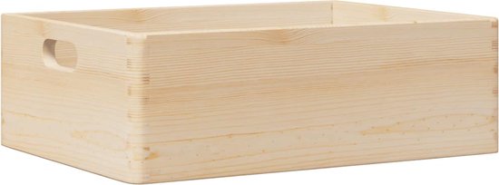 vidaXL - Houten - kist - met - handvatten - 40x30x13 - cm - massief ...