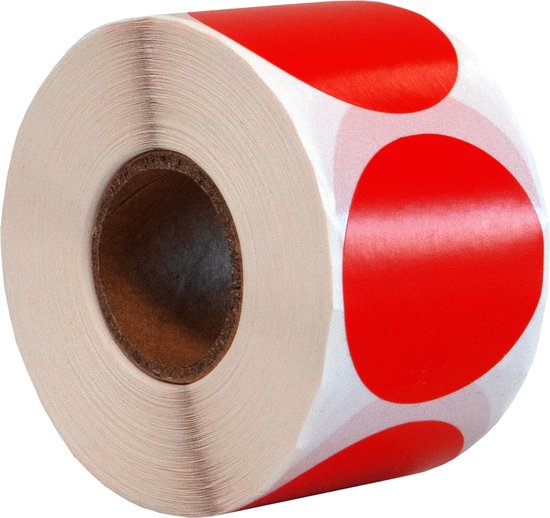 500 Etiketten Rond Rood 35 mm op Rol - Sluitzegels - Markeringspunten ...