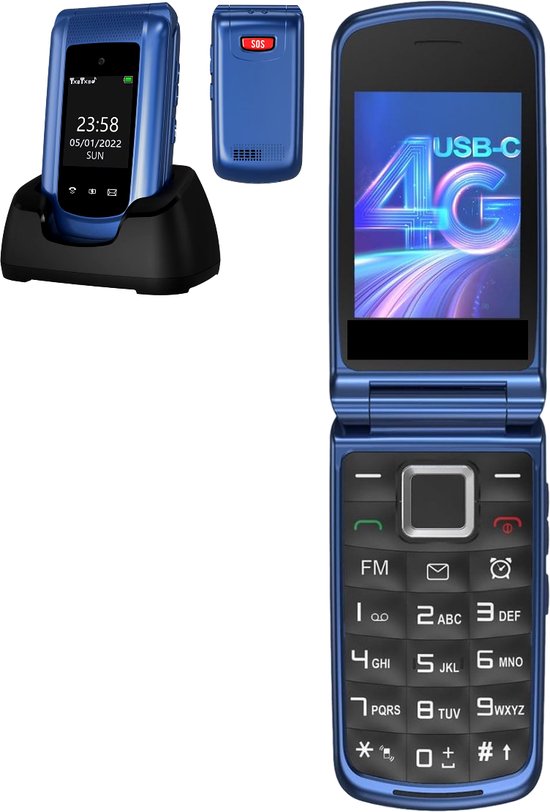 Yarvu - Flip 1 - 4G Senioren GSM + Extra Accu Geleverd + Oplaadstation ...