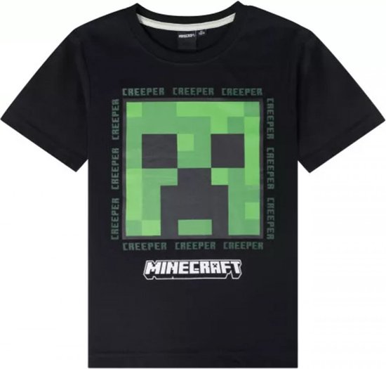 Minecraft T-shirt - Zwart. Maat 140 cm / 10 jaar. | bol