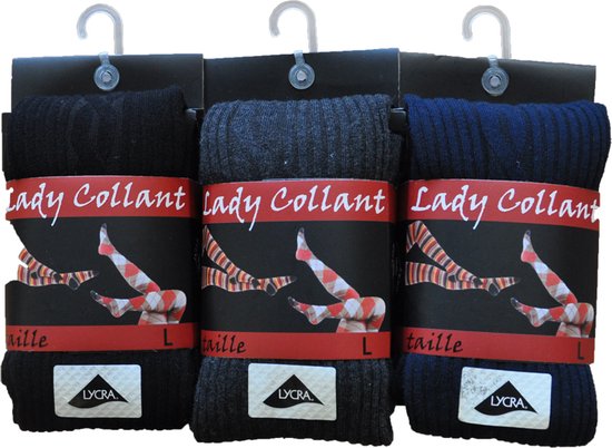 Dames collant 80% katoen- fantasie cable- 5 stuks- maat Large ...