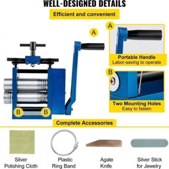 Handmatige Walsmachine 112 mm Sieraden Walsmachine 26,5x13,5x29 cm ...